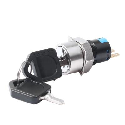 China 16mm Panel Mount Electronic Stainless Steel IP65 250V ON-OFF 2 Position 1NO1NC 3 Pin Latching Waterproof Rotary Head Switches for sale