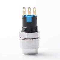 China 16mm Panel Mount Stainless Steel Selector Switch 250V Max. Voltage 2 Position 1NO1NC 3 Pin Latching Waterproof ON-OFF for sale