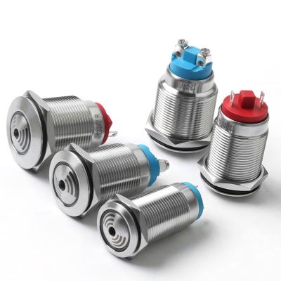 China 16/19/22mm Metal Buzzer Sound Flash Alarm Stainless Steel 12v-24v High Decibel Interrupt for sale