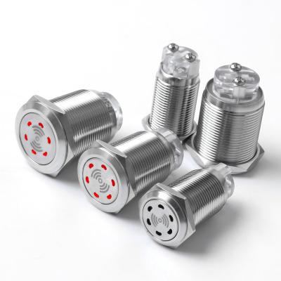 China 16MM 19MM 22MM IP65 Electronic Stainless Steel Metal Signal Buzzer with LED Intermittent Alarm Flashing Screw Terminal for sale