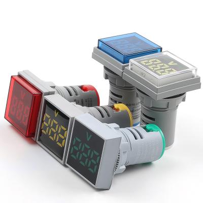 China Mini Square 22mm Hole Digital Display Quadrate Voltmeter 24V 220V 380V Indicator AD16-22VMS HY Brand 100A Voltage Meter for sale