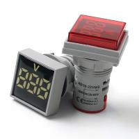 China Mini Square 22mm Hole Digital Display Quadrate Voltmeter 24V 220V 380V Indicator AD16-22VMS HY Brand 100A Voltage Meter for sale