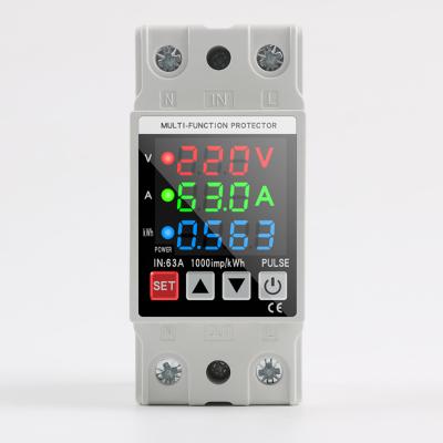 China DIN Rail Mount Three Phase Voltage Meter AC 80-500V Mini Modular Ammeter 0-100A LED Digital Display Indicator Frequency Meter PC for sale