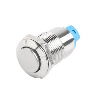 China Oxidized Black Metal Pushbutton Switch 12mm Without Light Latching Welding Foot High Head Flat Head Round Push Button for sale