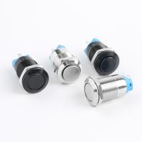 China Oxidized Black Metal Pushbutton Switch 12mm Without Light Latching Welding Foot High Head Flat Head Round Push Button for sale