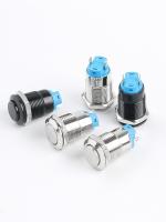China Oxidized Black Metal Pushbutton Switch 12mm Without Light Latching Welding Foot High Head Flat Head Round Push Button for sale