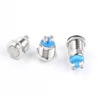 China 12MM Flat Head High Head Metal Push button Switch with Screw Foot 2Pins Self-Resetting Self-Locking 1NO Non-Illuminated for sale