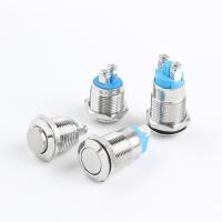 China 12MM Flat Head High Head Metal Push button Switch with Screw Foot 2Pins Self-Resetting Self-Locking 1NO Non-Illuminated for sale