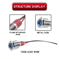 China 12MM Metal LED Warning indicator light Signal Lamp Pilot Wires switch 6/12/24/220V Red Green Blue White Yellow for sale