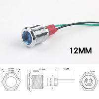 China 12MM Metal LED Warning indicator light Signal Lamp Pilot Wires switch 6/12/24/220V Red Green Blue White Yellow for sale