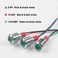 China 12MM Metal LED Warning indicator light Signal Lamp Pilot Wires switch 6/12/24/220V Red Green Blue White Yellow for sale