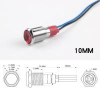 China 10MM Metal Indicator Light Waterproof High-Brightness LED With Wire Power Signal 6V 24V 220V Yellow Green Red Blue White for sale