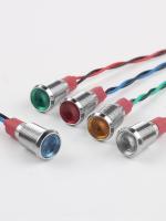 China 10MM Metal Indicator Light Waterproof High-Brightness LED With Wire Power Signal 6V 24V 220V Yellow Green Red Blue White for sale