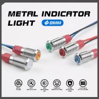 China Metal Indicator Light 8mm LED With Wire Power Signal Light Waterproof Indicator Light 6V 24V 220V Red Green Yellow Blue for sale