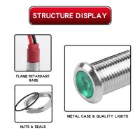 China Metal Indicator Light 8mm LED With Wire Power Signal Light Waterproof Indicator Light 6V 24V 220V Red Green Yellow Blue for sale