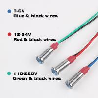 China Metal Indicator Light 8mm LED With Wire Power Signal Light Waterproof Indicator Light 6V 24V 220V Red Green Yellow Blue for sale