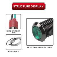 China 8MM Metal Indicator Light, LED Strip Light With Waterproof Function Oxidized Black Shell, Red Green Yellow Blue White 6V12V24V for sale