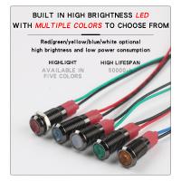 China 8MM Metal Indicator Light, LED Strip Light With Waterproof Function Oxidized Black Shell, Red Green Yellow Blue White 6V12V24V for sale