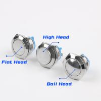 China 22mm Metal Push Button Switch Screw Foot Welding Foot 2 Pin High Head Flat Head Ball Head Momentary Push Button Switch for sale