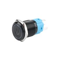 China 19MM Self‑Resetting Self‑Locking Black Metal Pushbutton Switch 1No1Nc Power Marking Ring‑Shaped Marking 6V/24V/220V Red Green for sale