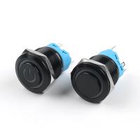 China 19MM Self‑Resetting Self‑Locking Black Metal Pushbutton Switch 1No1Nc Power Marking Ring‑Shaped Marking 6V/24V/220V Red Green for sale