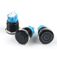 China 19MM Self‑Resetting Self‑Locking Black Metal Pushbutton Switch 1No1Nc Power Marking Ring‑Shaped Marking 6V/24V/220V Red Green for sale