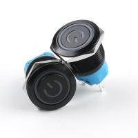 China 19MM Self‑Resetting Self‑Locking Black Metal Pushbutton Switch 1No1Nc Power Marking Ring‑Shaped Marking 6V/24V/220V Red Green for sale
