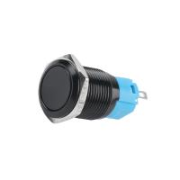 China 16mm Metal Push Button Switch with Silver and Black Casing Self Locking and Self Resetting Without Light High Head Flat Head for sale