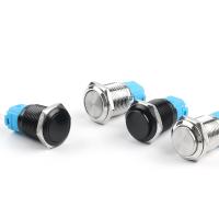 China 16mm Metal Push Button Switch with Silver and Black Casing Self Locking and Self Resetting Without Light High Head Flat Head for sale