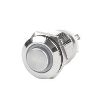 China 12mm Waterproof Nickel Plated Copper Pushbutton with Power LED Two Types of Flat & High Head Latching Momentary 6V12V24V for sale