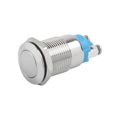 China 12mm Metal 2-Pin Push Button Switch, Self-Locking and Self-Resetting, Screw Terminals, Solder Pins, No Light, High Flat Head, Small Modding Button for sale