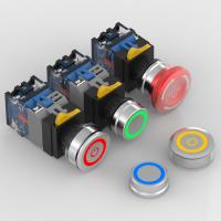 China LA38 emergency stop button switch with light, self-locking and self-reset, ring light, 10A high-current power emergency stop button for sale