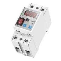 China Rail-mounted digital display rocker switch self-reset over/under voltage protector 40A 63A for home use, delay 220V for sale