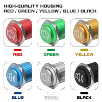 China 16MM metal push button switch with colorful casing, self-reset and self-locking, no light, 1NO1NC, customizable patterns and engraving for sale
