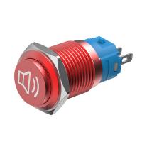 China 16MM metal push button switch with colorful casing, self-reset and self-locking, no light, 1NO1NC, customizable patterns and engraving for sale