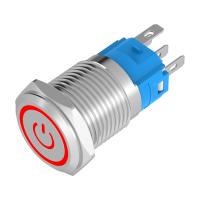 China 16mm metal button switch, self-reset and self-locking, black with ring light, normally open and normally closed, power button 220V for sale