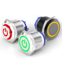 China 19MM metal push button switch, momentary self-reset, normally open, with LED light, short version button, 24V/220V for sale