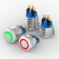 China Stainless steel metal button self-reset waterproof power switch self-locking 6-pin 22mm illuminated button 1NO1NC for sale