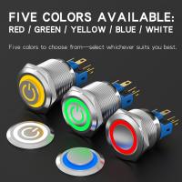China Stainless steel metal button self-reset waterproof power switch self-locking 6-pin 22mm illuminated button 1NO1NC for sale