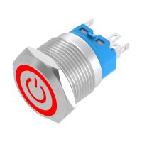 China Metal push button switch 22MM, self-reset and self-locking, with light, normally open and normally closed, silver and black, power button 220V for sale