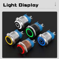 China Metal push button switch 22MM, self-reset and self-locking, with light, normally open and normally closed, silver and black, power button 220V for sale