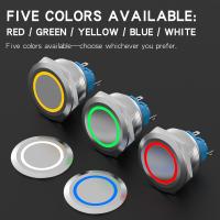 China 30mm metal push button switch, self-locking reset, with light ring, stainless steel start-stop button for sale