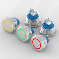 China 30mm metal push button switch, self-locking reset, with light ring, stainless steel start-stop button for sale