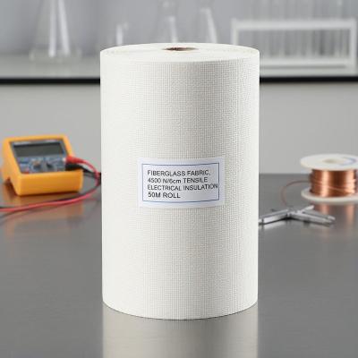 China 50 Meters Roll Length Woven Fiberglass Fabric with 4500 N/6cm Tensile Strength and High Electrical Insulation for sale
