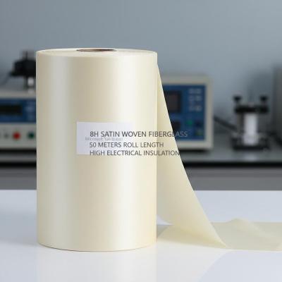 China 8H Satin Woven Fiberglass Fabric with 50 Meters Roll Length for High Electrical Insulation for sale