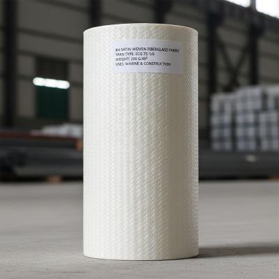 China 8H Satin Woven Fiberglass Fabric with ECG 75 1/0 Yarn Type and 200 G/m² Weight for Marine and Construction Uses for sale