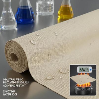 China PU Coated Fiberglass Fabric with Good Resistance To Acids And Alkalis, 550℃ Working Temperature, and Waterproof Properties for Industrial Applications for sale
