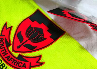 China Metallic Embossed Silicone Rubber Fabric Patch Custom Logo Eco - Friendly for sale