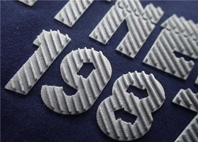 China Raised Twill Flash Silver Surface Heat Transfer Logo Three Dimensional Effect for sale