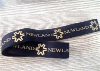 China 30MM Black Jacquard Elastic Band Silk - Screen Printed With Glossy Golden Silicone Logo for sale